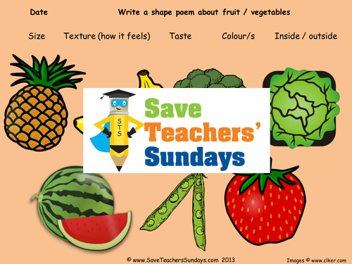 Writing a Shape Poem (Fruit) Lesson Plan and Other Resources | Teaching ...