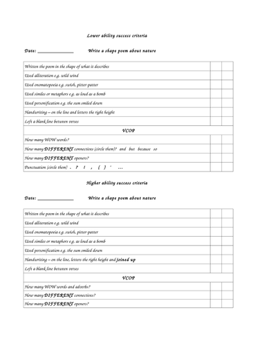 Writing Shape Poetry (Nature) Lesson Plan and Resources | Teaching ...