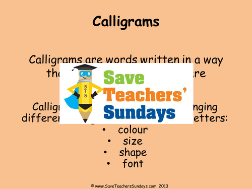 Calligrams Lesson Plan and Other Resources | Teaching Resources