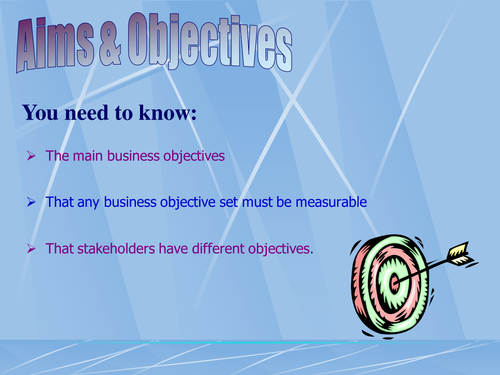 GCSE Business - Business Aims and Objectives | Teaching Resources
