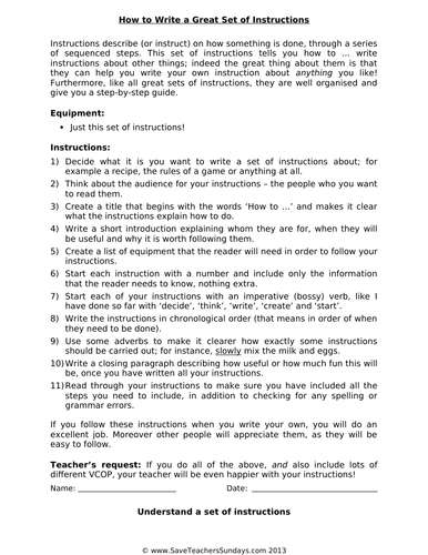 Year 3/4 Instructions Planning and Resources | Teaching Resources