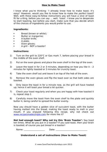 Year 3/4 Instructions Planning and Resources | Teaching Resources