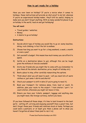 Year 3/4 Instructions Planning and Resources | Teaching Resources