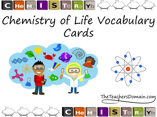 Chemistry of Life Vocabulary Cards | Teaching Resources