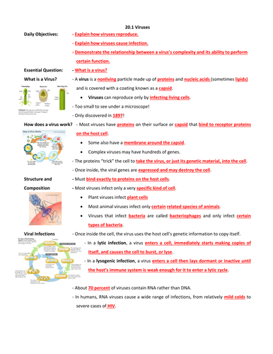 20.1 Viruses Guided Notes and PowerPoint | Teaching Resources