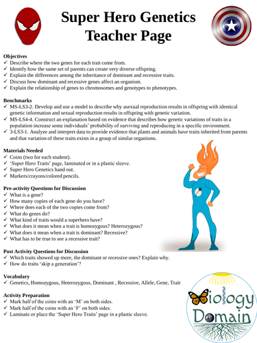 Super Hero Genetics | Teaching Resources