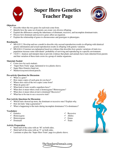 Super Hero Genetics | Teaching Resources