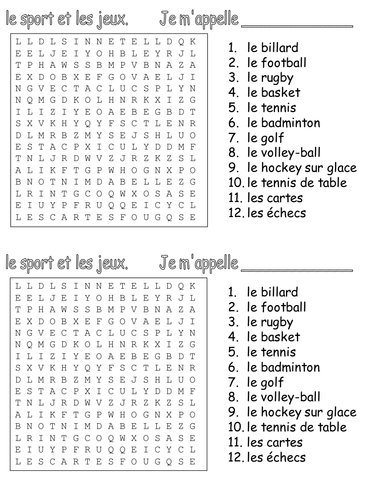 Le sport et les jeux - talking about sports using jouer à | Teaching ...