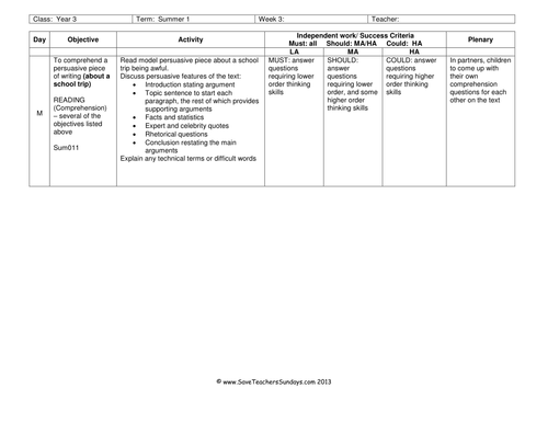 Persuasive Text Comprehension Lesson Plan and Worksheets (1) | Teaching ...
