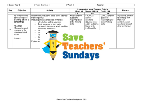 Persuasive Text Comprehension Lesson Plan and Worksheets (1) | Teaching ...