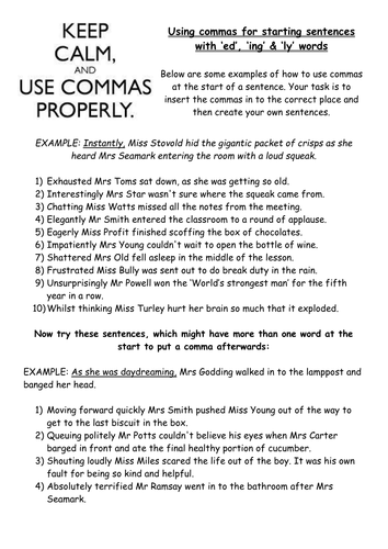 Using Commas | Teaching Resources