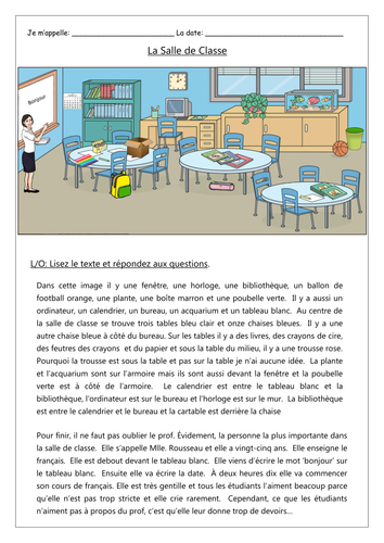 FRENCH - Dans la Salle de Classe - More advanced | Teaching Resources