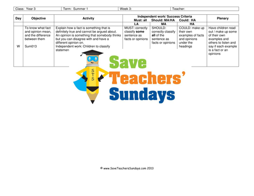 Facts and Opinions Lesson Plan and Worksheet | Teaching Resources