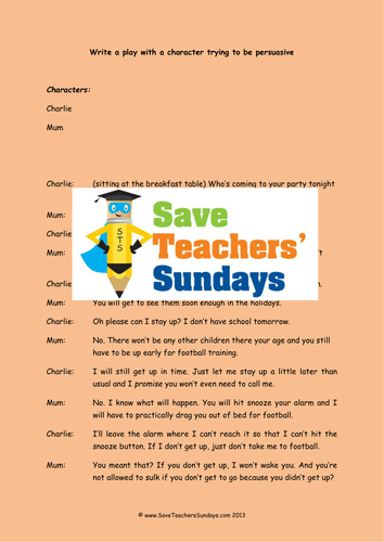 Writing a Persuasive Play Lesson Plan and Other Resources | Teaching ...