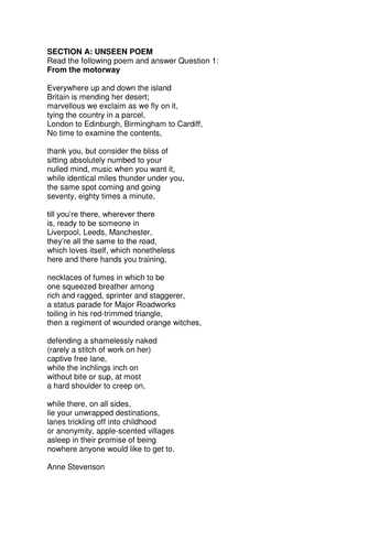 Unseen poetry AQA Edexcel Activities and resources to support teaching ...