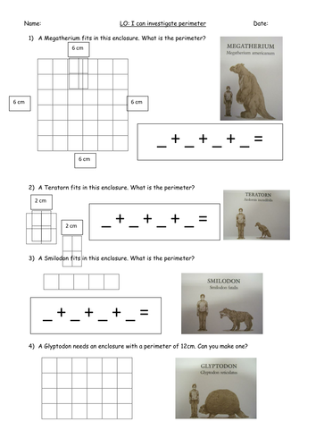Stone Age Maths! Perimeter year 3 | Teaching Resources