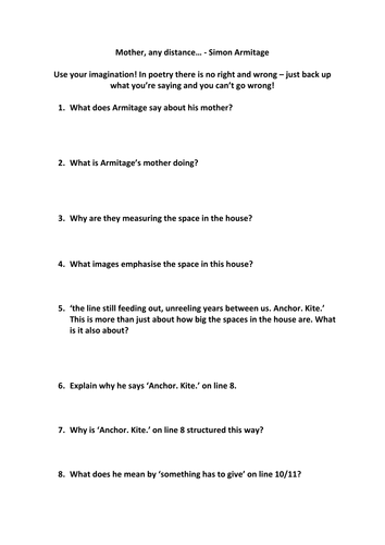 Simon Armitage poetry Hitcher Kid Homecoming Mother any distance Father ...