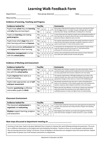 Using Learning Walks as a Department Improvement Tool | Teaching Resources
