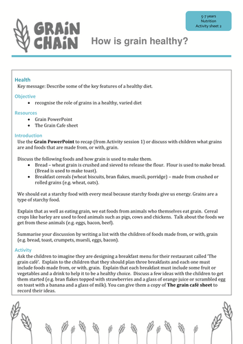 How is grain healthy? Lesson plan | Teaching Resources
