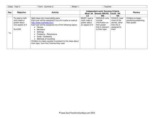 Researching Myths and Legends Lesson Plan and Activity | Teaching Resources