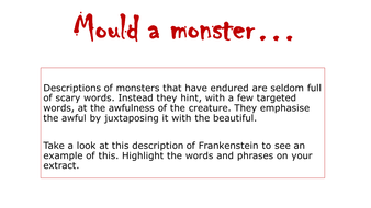 Ks3 Creative writing: Description - Monsters, close focus. | Teaching ...