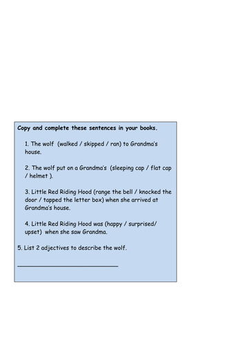 KS1 Little Red Riding Hood reading Comprehension Lesson plan (2/2 ...