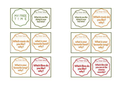 Practice or assess: Asking & answering questions about free time ...