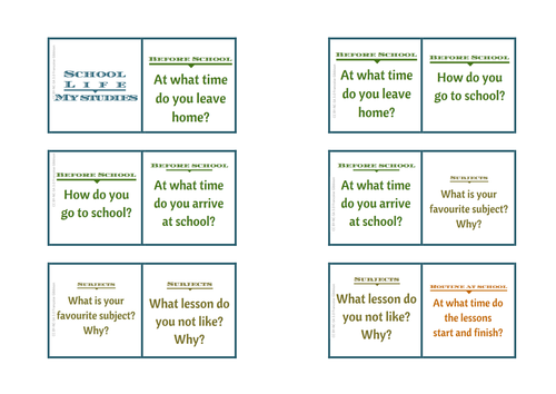Practice or assess: Asking & answering questions about school life and ...