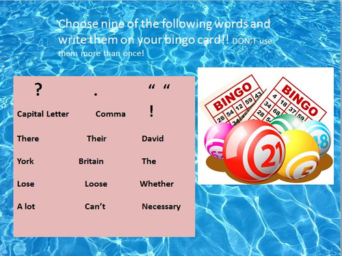 Literacy Bingo Activity with Starters - Ideal for KS2 and KS3 ...