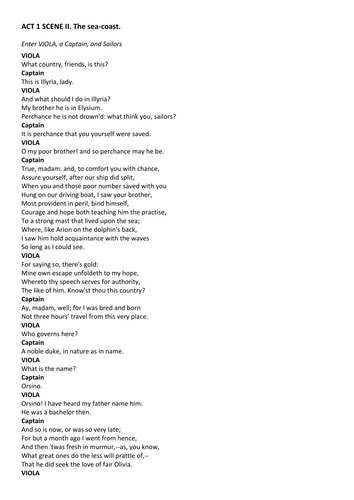 KS3 Twelfth Night Viola Scheme of Work | Teaching Resources