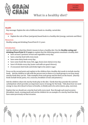 What is a healthy diet? Lesson plan | Teaching Resources
