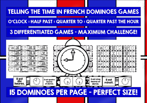 FRENCH TELLING THE TIME DOMINOES #1 | Teaching Resources