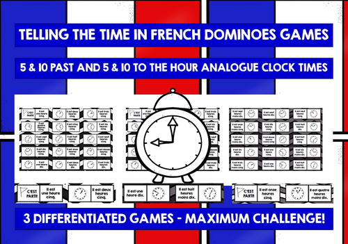 FRENCH TELLING THE TIME DOMINOES #1 | Teaching Resources