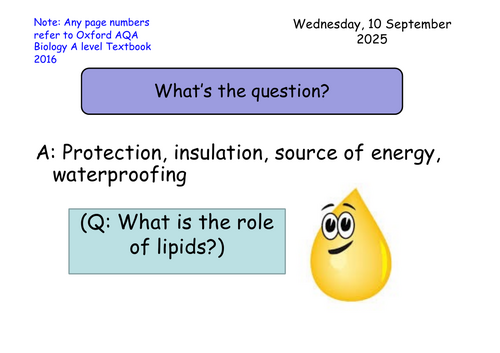 Section 1. Biological Molecules. 1.5 Lipids NEW AQA Year 12 A level ...