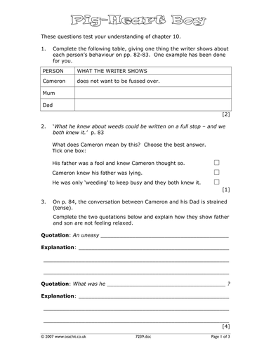 Guided reading Pig-Heart Boy | Teaching Resources