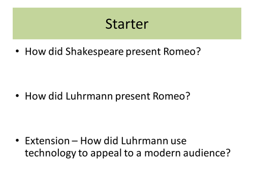 Romeo and Juliet GCSE act 1 scene 5 focus on comaprison of Shakespeare ...