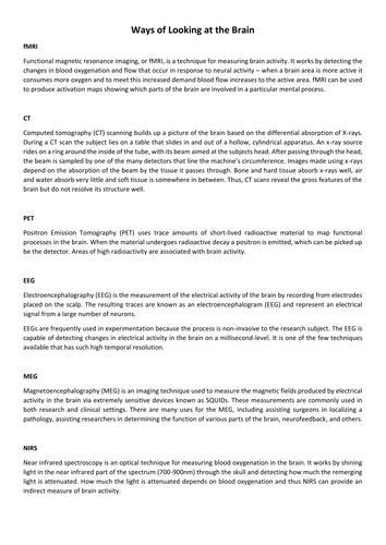 A Level Biology The Structure & Function of the Brain Lesson | Teaching ...