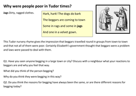 Tudor Poverty Activity Pack | Teaching Resources