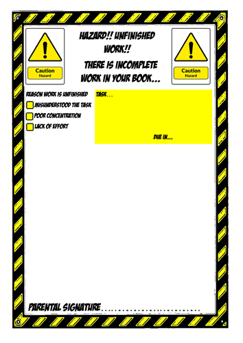 Unfinished Work tickets | Teaching Resources