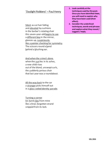 WJEC GCSE Poetry (Welsh Writing in English) - 'The Student House' and ...