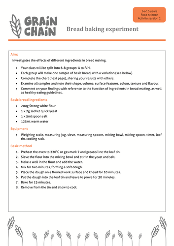 The science of bread baking: Lesson plan and classroom experiments ...