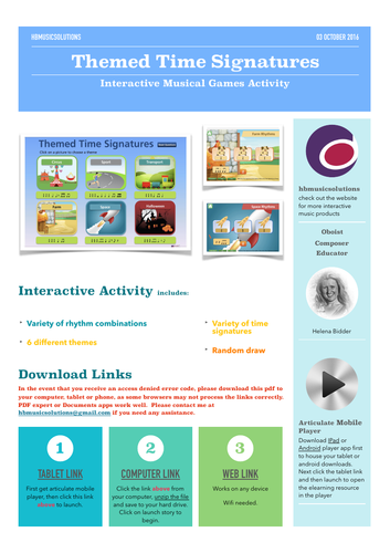 Musical Themed Time Signatures Music Interactive Game - including ...