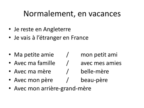 A* holiday writing French | Teaching Resources