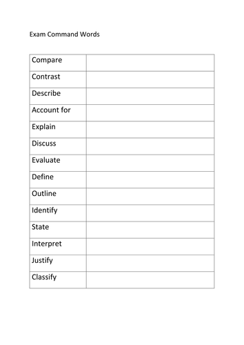 Exam Command Words! | Teaching Resources Exam Command Words! | Teaching Resources