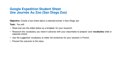 Une Journee au Zoo #GoogleExpeditions Lesson KS4 French | Teaching ...