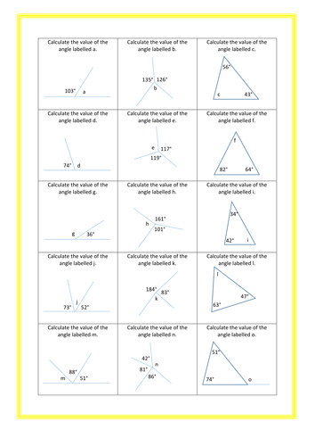 Angles around a point, on a straight line and in a triangle | Teaching ...
