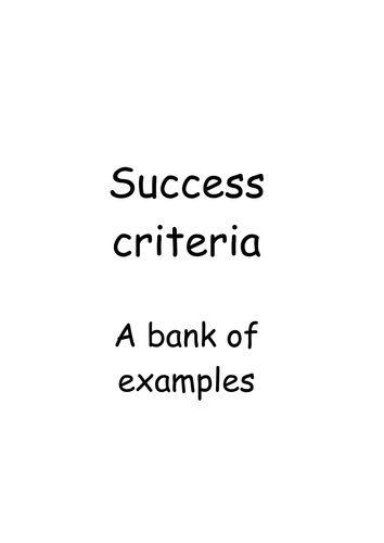 Maths Success Criteria Examples Yr R-6 | Teaching Resources