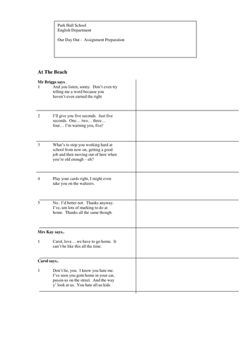 Our Day Out Willy Russell | Teaching Resources