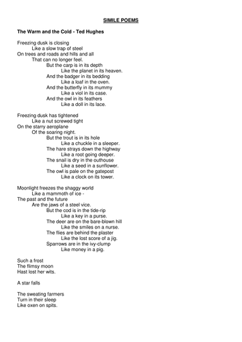 Exploration of Poetry KS3 Year 7/8 Poem forms - analysis - create ...