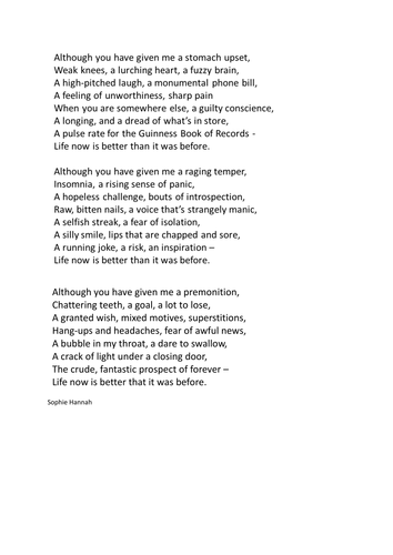 KS3 / KS2 Poetry exploration with most focus on the theme of love and ...